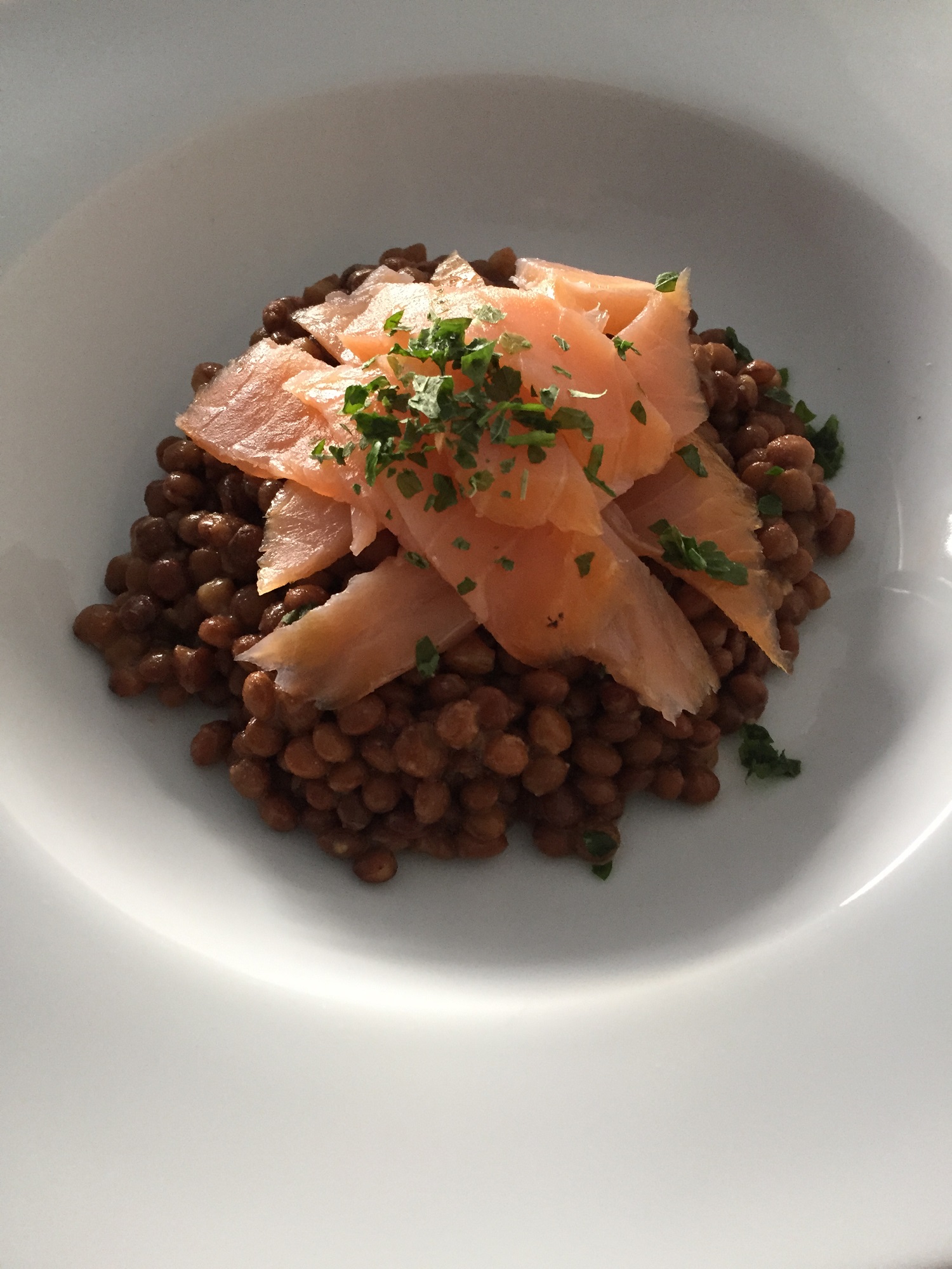 Salade de lentilles au saumon fumé - Rachel Cuisine