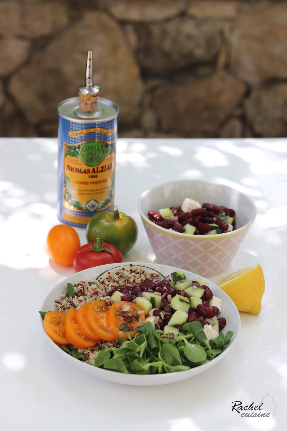 Salade haricots rouges, concombre et fêta - Rachel Cuisine