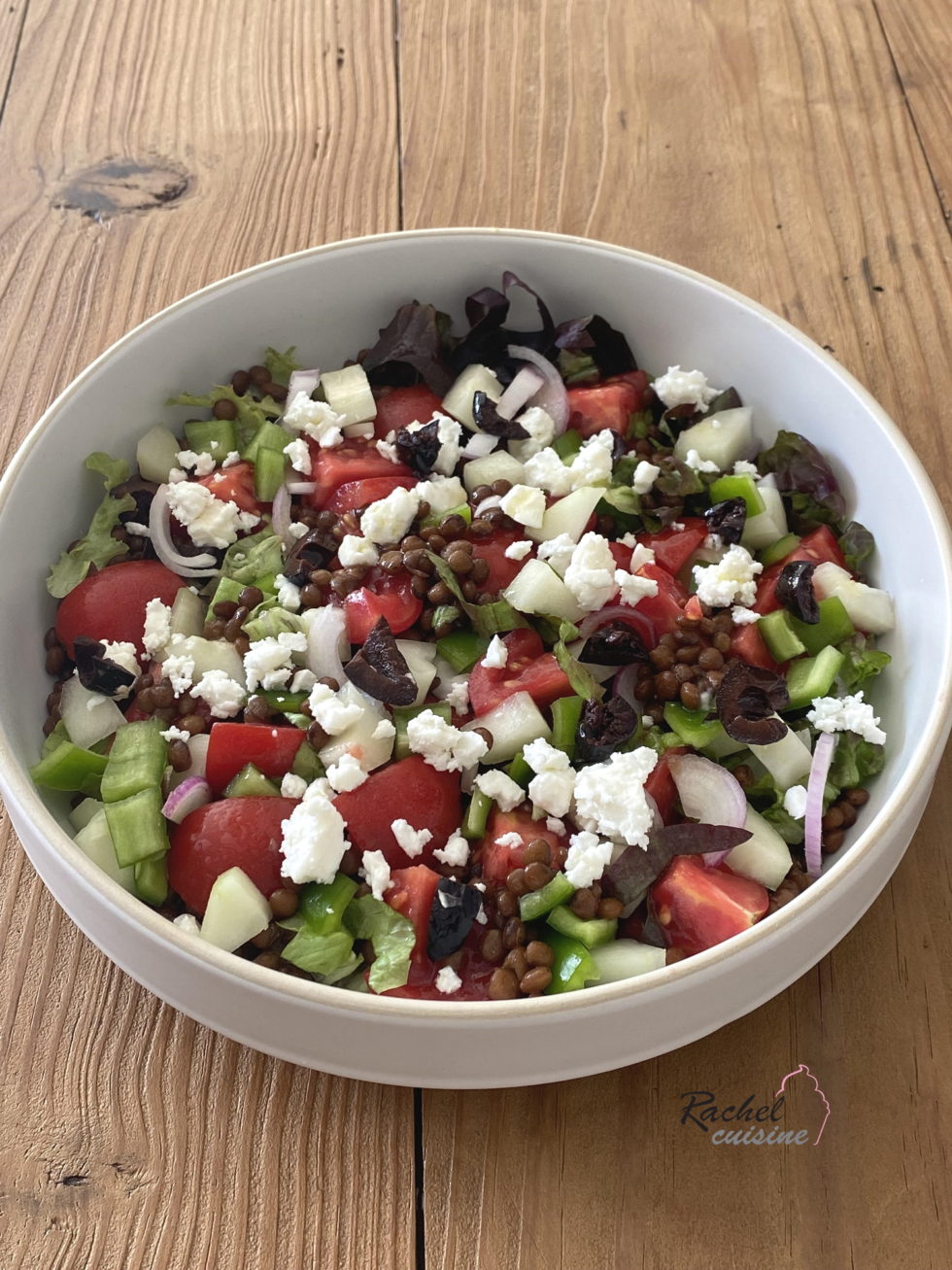 Salade Grecque aux lentilles - Rachel Cuisine